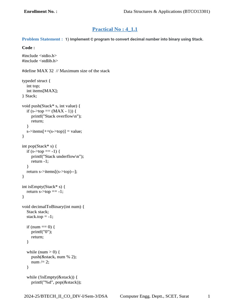 DSA Practical File Format Odd 2024 - DIV-I | PDF