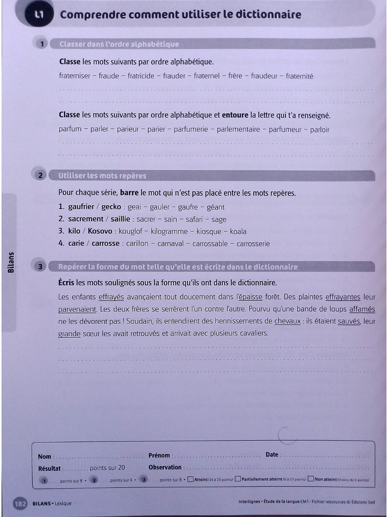 Interligne CM1 Bilans | PDF