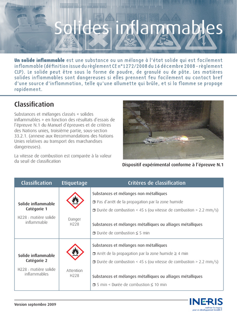 7 CLP - Solides - Inflammables - INERIS | PDF