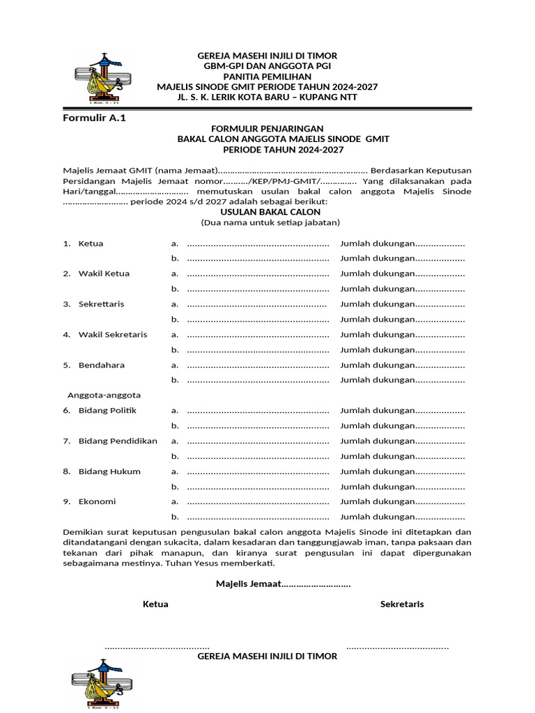 PMJ - Formulir Penjaringan Anggota MS 2024-2027 | PDF