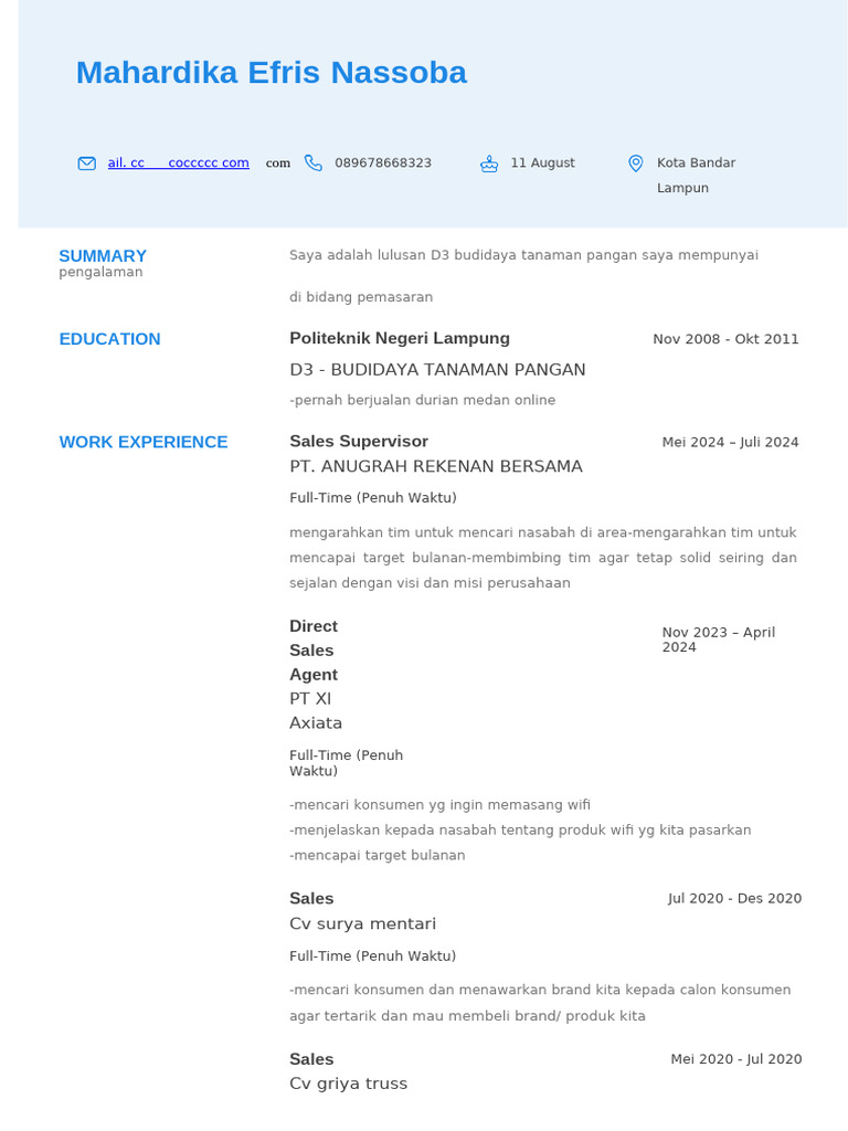 CV Mahardika Newest | PDF