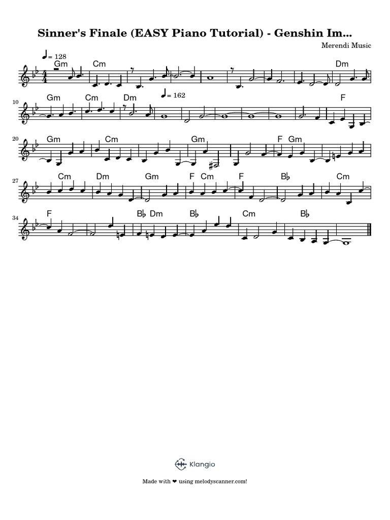 Sinner's Finale (EASY Piano Tutorial) - Genshin Impact | PDF