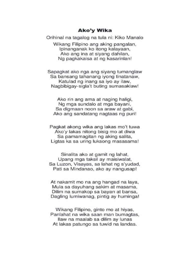 Ako'y Wika Tula - Ali Boy | PDF