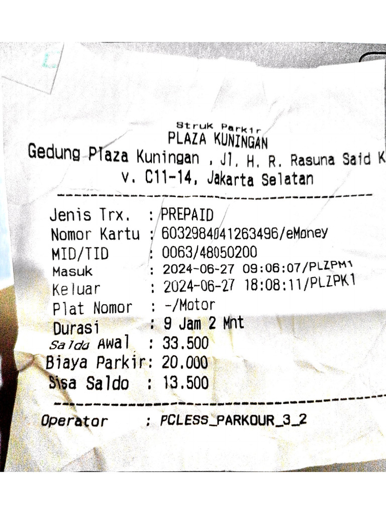 Struk Parkir | PDF