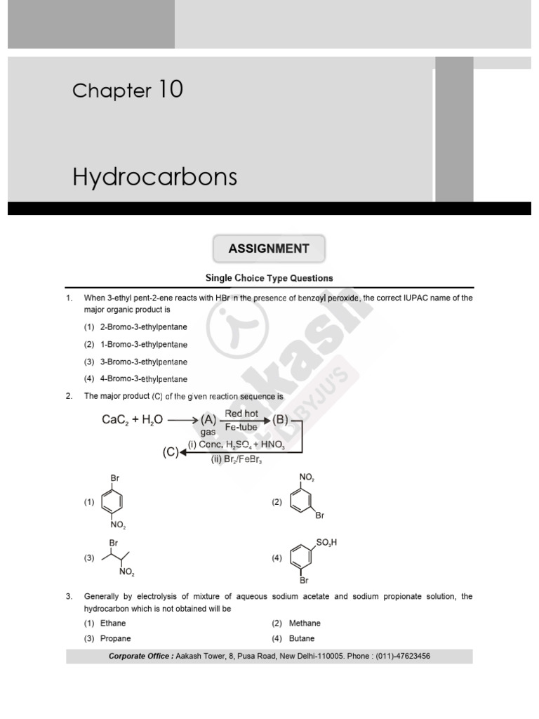 Hydrocarbons Revision Test fr01 | PDF