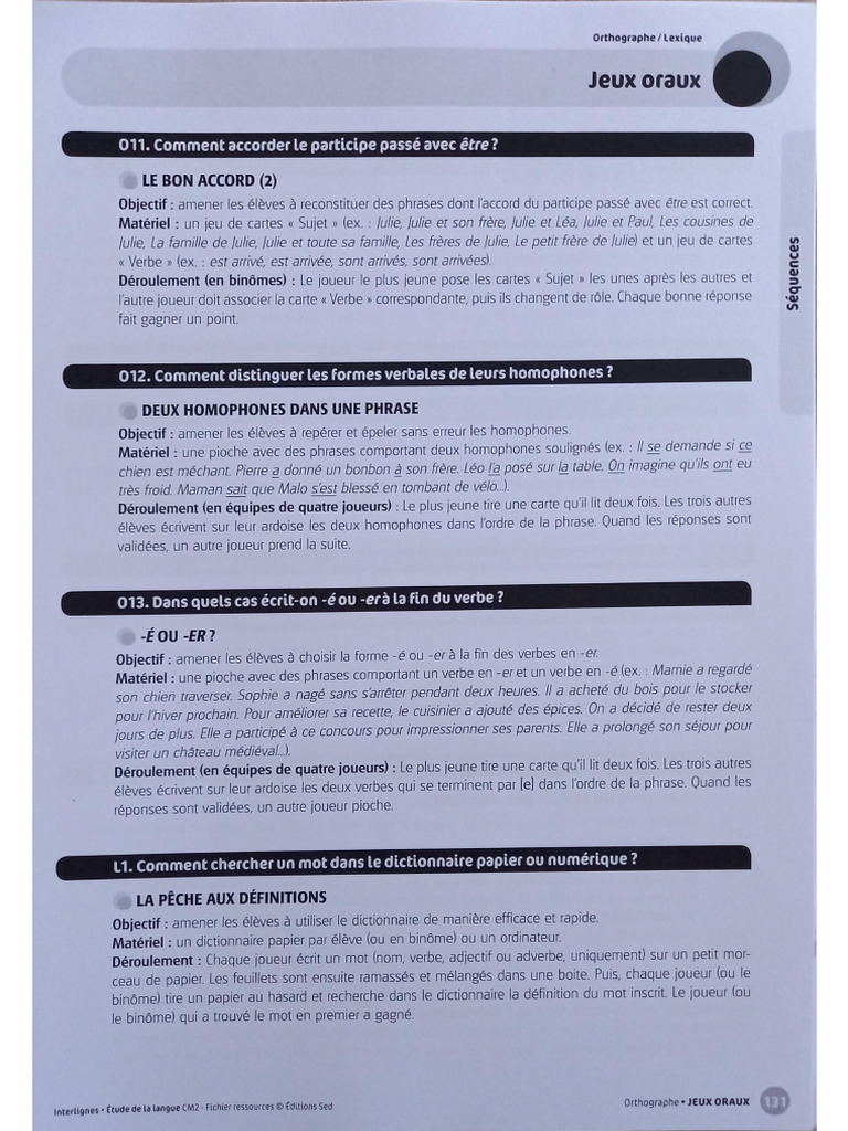Fichier Ressources CM2 Jeux Oraux Lexique | PDF