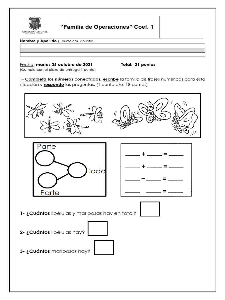 Trabajo de Matemática Familia de Operaciones Coef 1 Martes 26 Octubre 1 ...