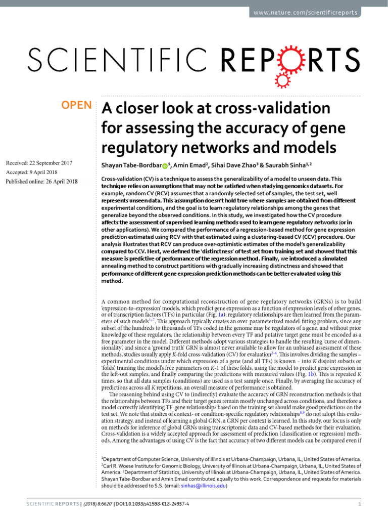 A Closer Look at Cross-Validation For Assessing The Accuracy of Gene Regulatory Networks and ...