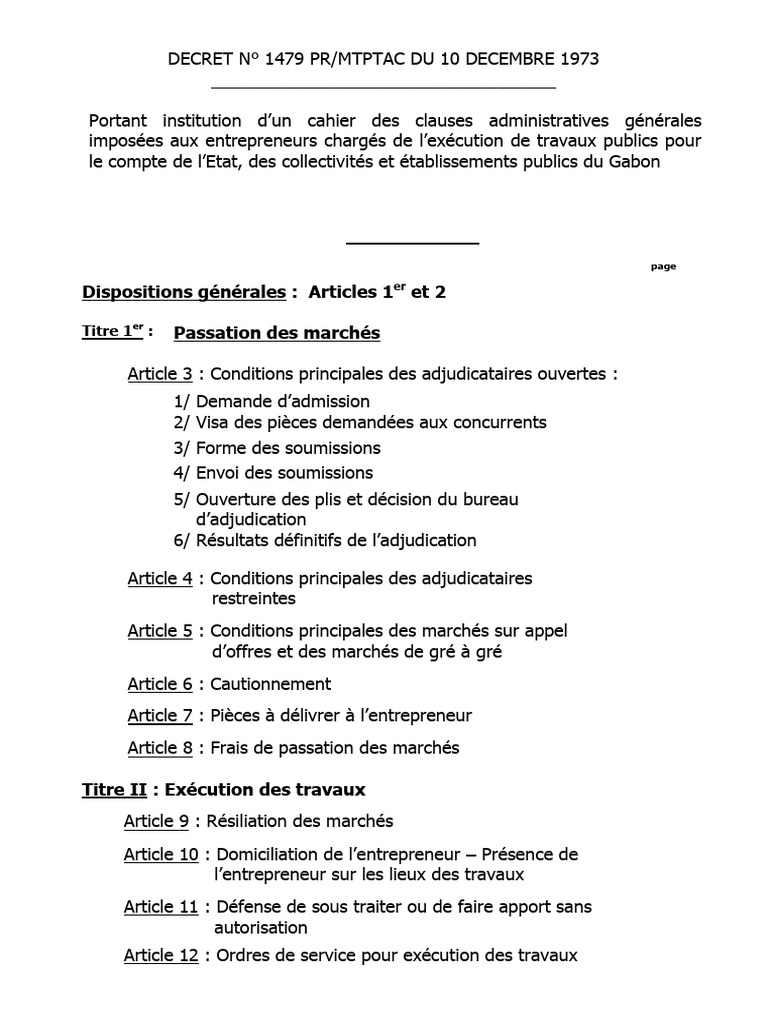 Décret 1479 CCAG Travaux | PDF