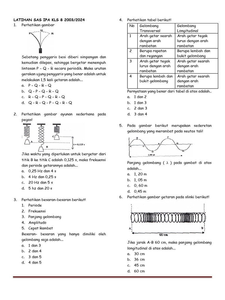 Latihan Sas Ipa 8 20232024 | PDF