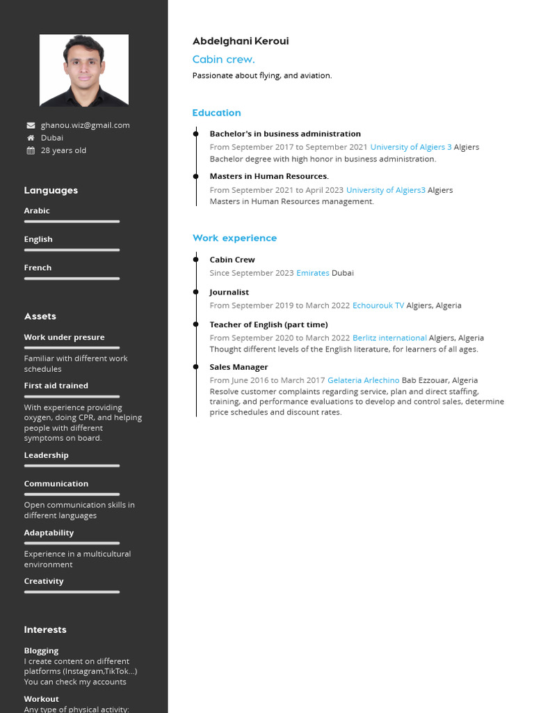 Abdelghani Keroui - Public CV - CVDesignR | PDF