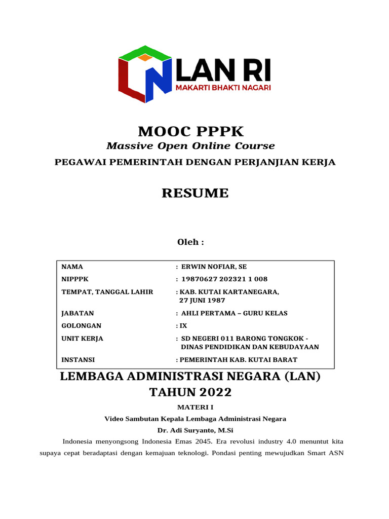 Resume Mooc Erwin Nofiar | PDF