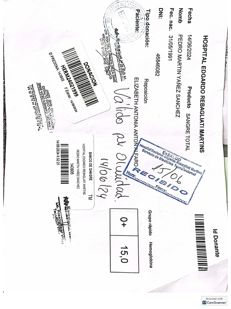 Depósito Sangre Elizabeth Anton | PDF