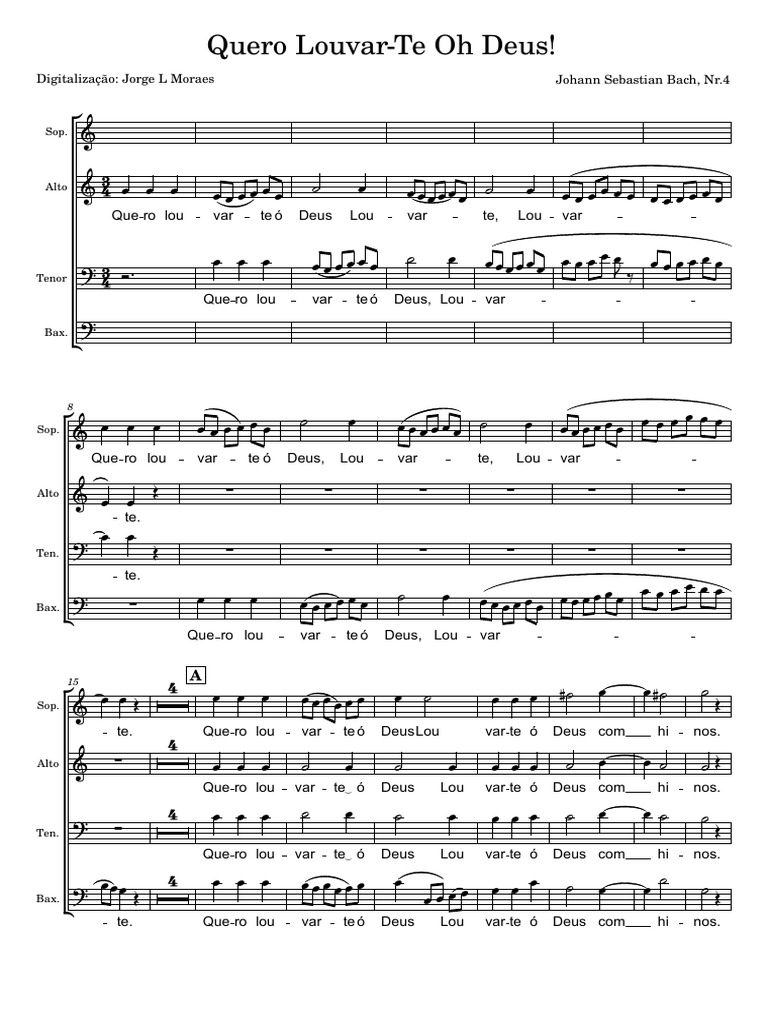 Quero Louvar-Te Oh Deus (Bach) Jlm1 | PDF