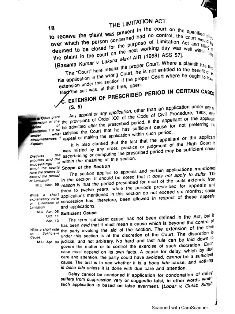 Extension of Limitation | PDF