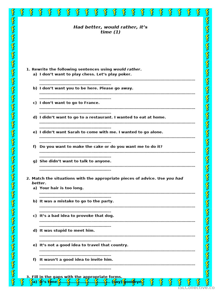 Had Better, Would Rather, It's Time | PDF