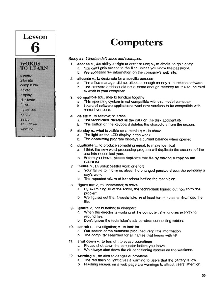 Lesson 6 Computers | PDF