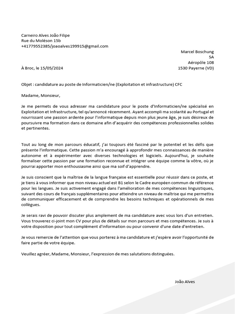 Lettre de Motivation. | PDF
