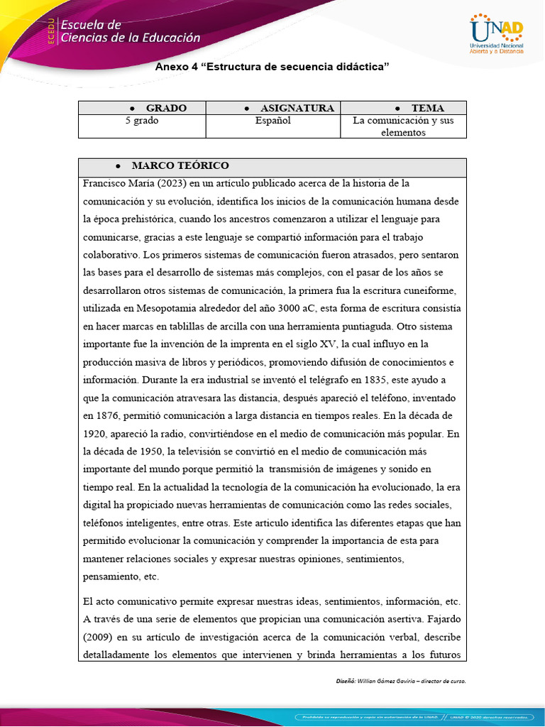 Anexo 4 Estructura De Secuencia Didáctica Pdf
