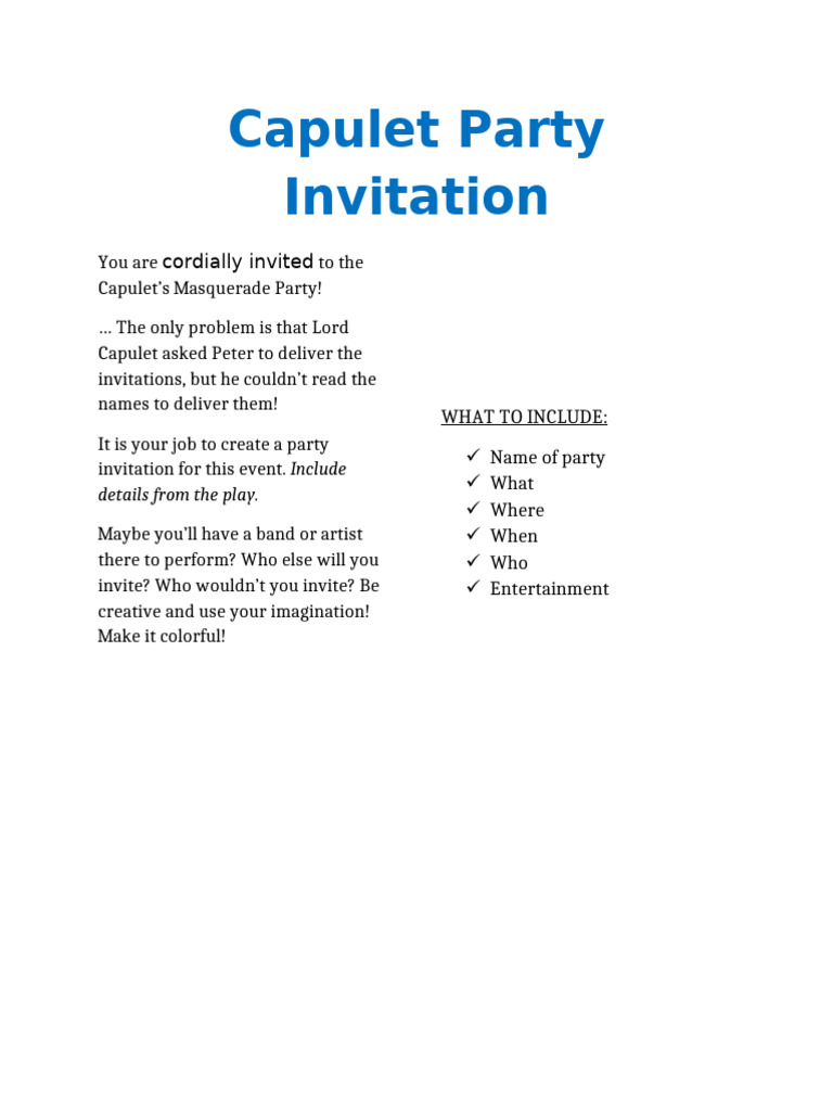 Capulet Party Invitation | PDF