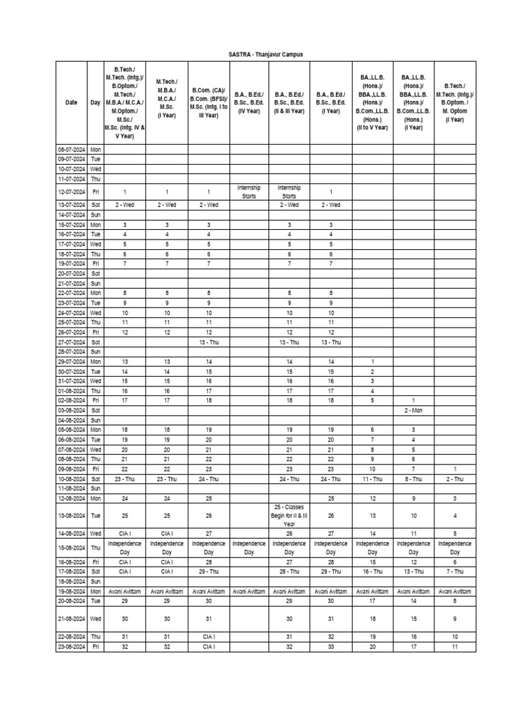MC Academic Calendar 2024-25 | PDF