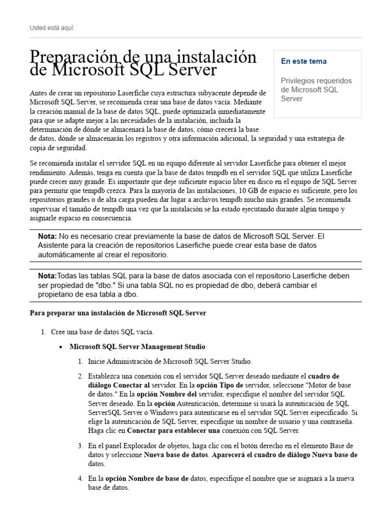 Preparación de Una Instalación de Microsoft SQL Server | PDF