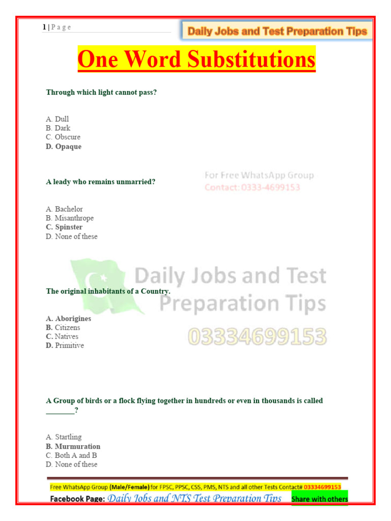 One Word Substitution | PDF