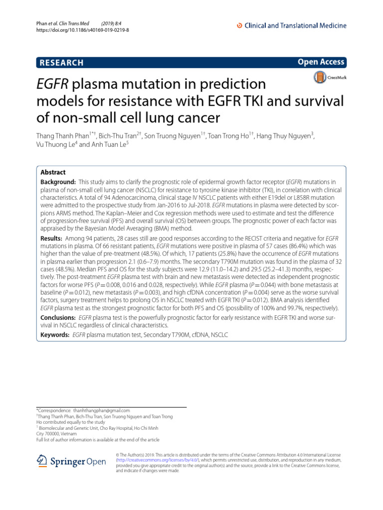 Clinical Translational Med - 2019 - Phan - EGFR Plasma Mutation in ...