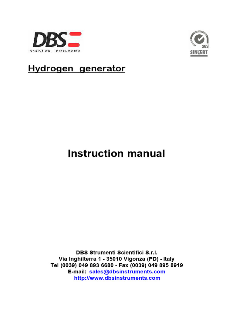Hydrogen Generator DBS H2 | PDF