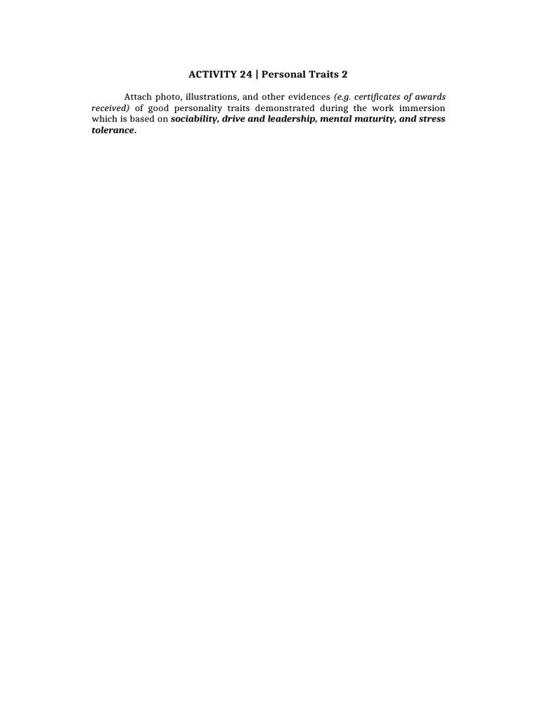 ACTIVITY 24 Personal Trait 2 | PDF