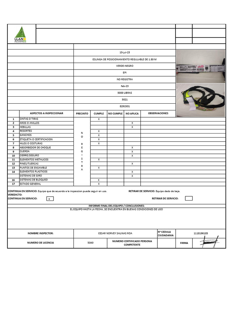 Formato Inspeccion Epcc | PDF