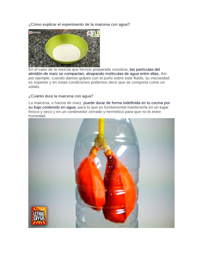 Cómo Explicar El Experimento de La Maicena Con Aguac Gaaaaaa | PDF ...
