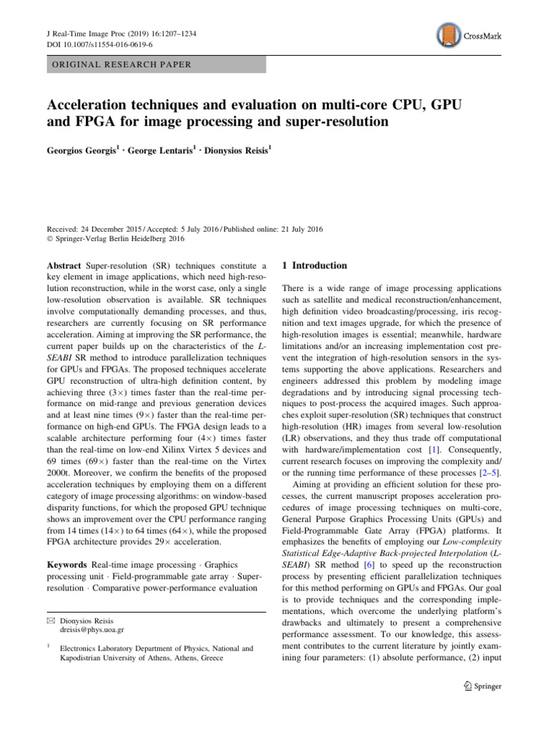 Acceleration Techniques and Evaluation On Multi-Core CPU, GPU and FPGA For Image Processing and ...