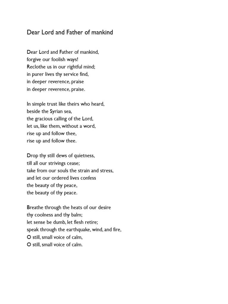 Dear Lord and Father of Mankind | PDF