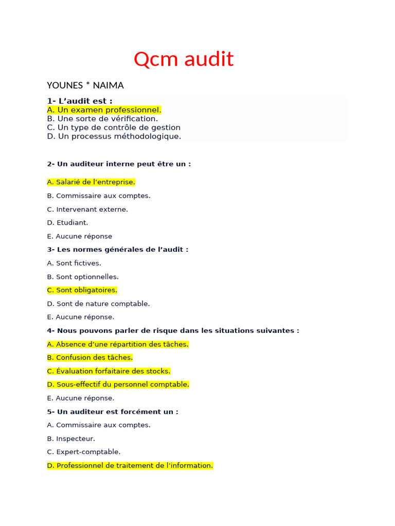 QCM Audit | PDF