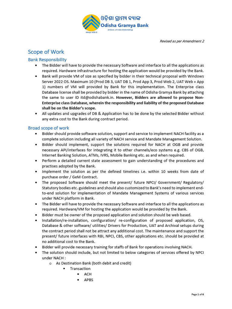 Scope of Work | PDF | Image Scanner | Finance & Money Management