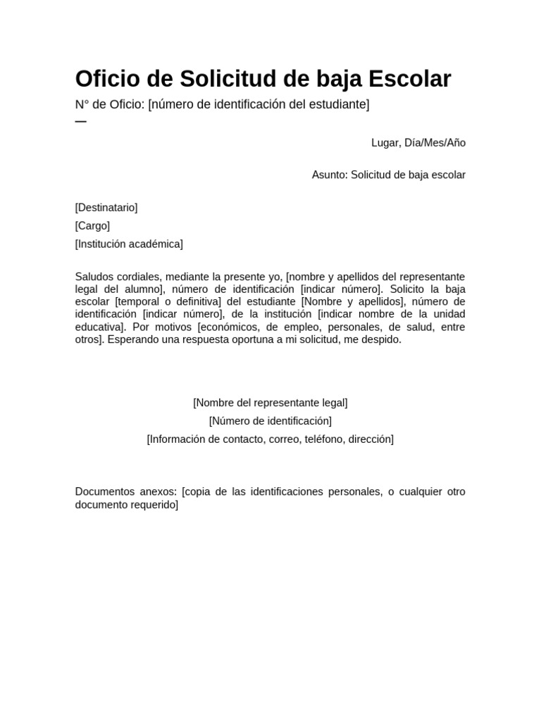Modelo De Carta De Solicitud De Baja Escolar En Word/carta Solicitud De Beca Escolar