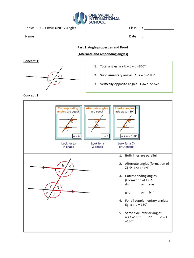 G8 Unit 17 - Part 2 Angles | PDF