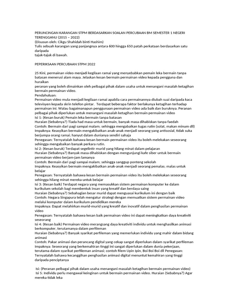 Peruncingan Karangan STPM Percubaan | PDF