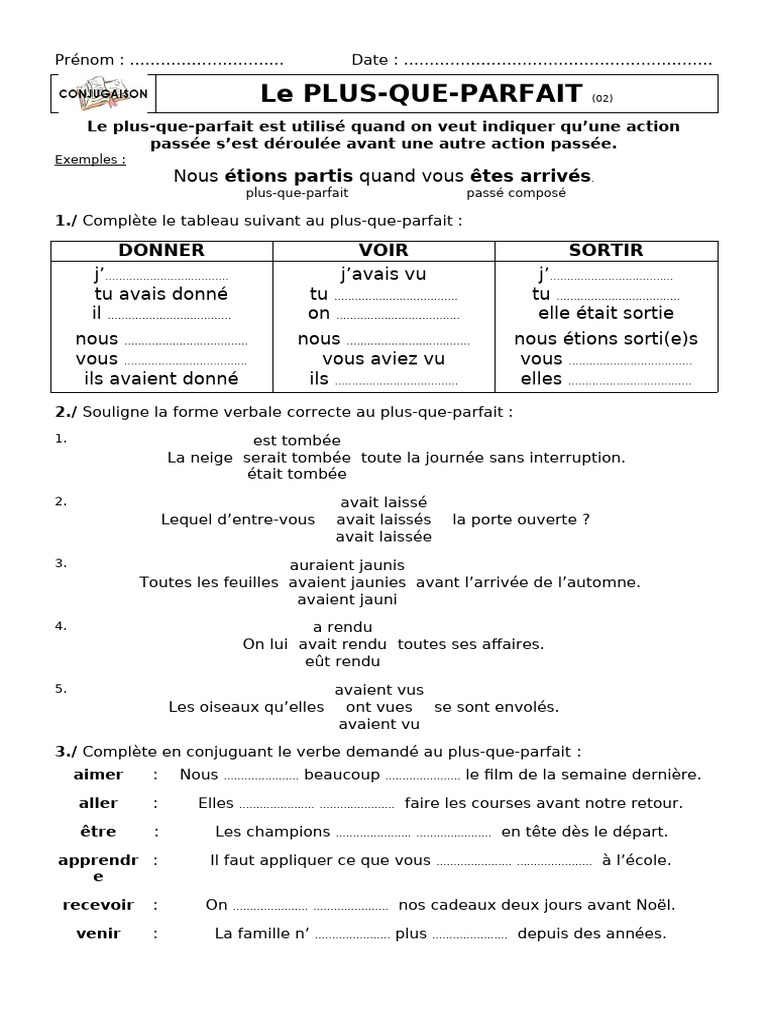 Exercise CM1 - in French | PDF