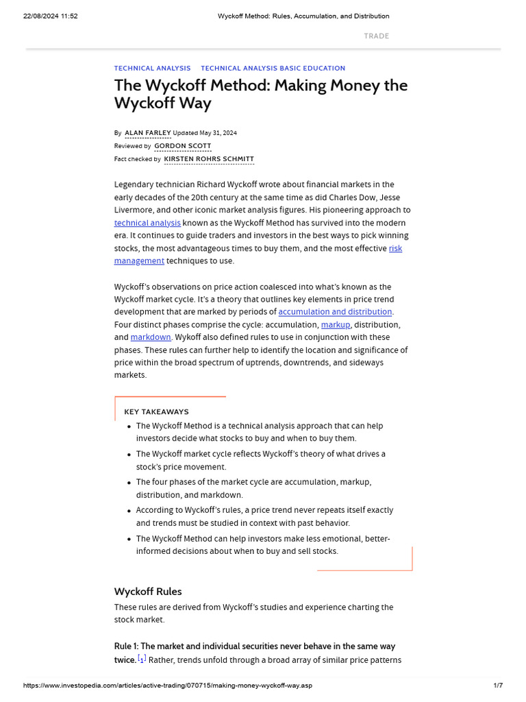 Wyckoff Method - Rules, Accumulation, and Distribution | PDF | Technical Analysis | Stocks