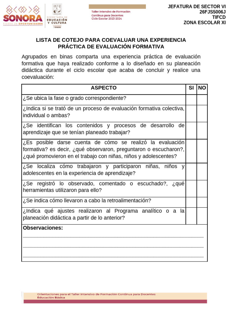 Sesión 1. - Bloque 2. - Act 1. - LISTA DE COTEJO PARA COEVALUAR UNA EXPERIENCIA PRÁCTICA DE ...