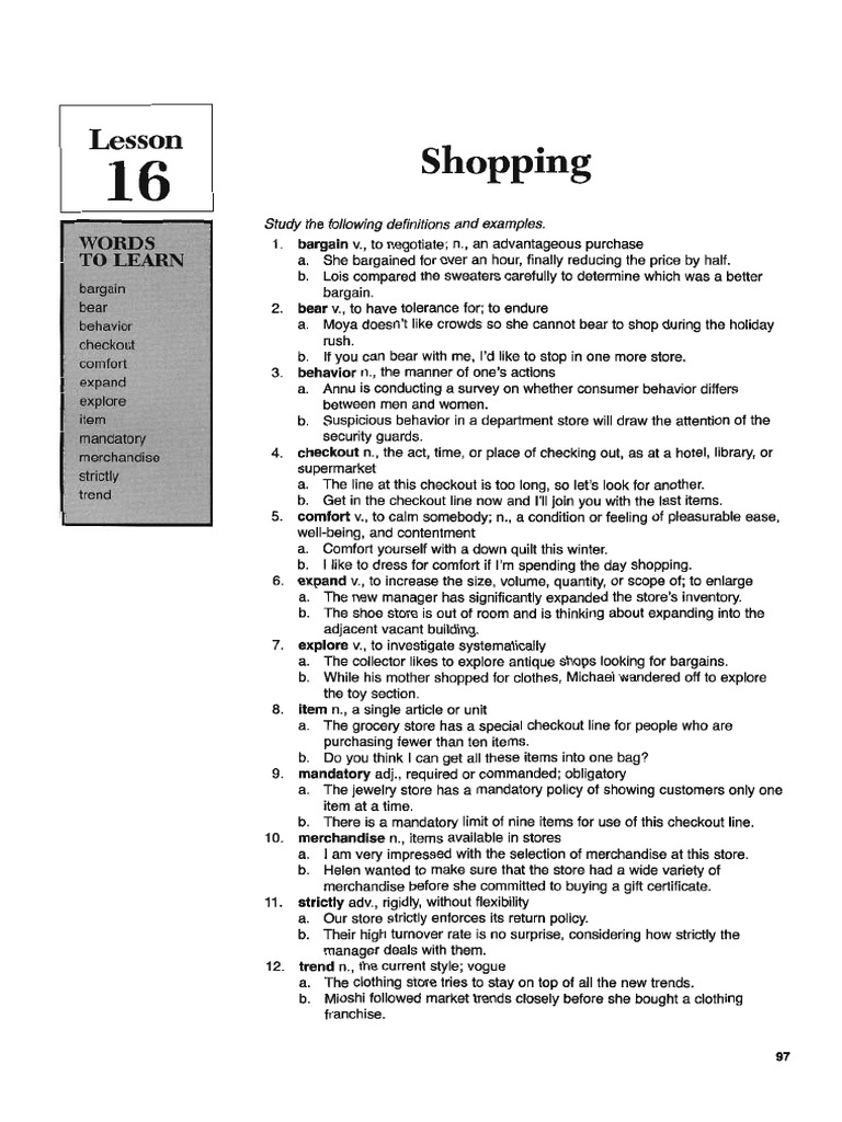 Lesson 16 Shopping | PDF