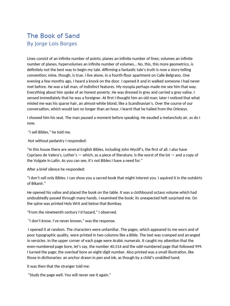 Book of Sand Borges | PDF