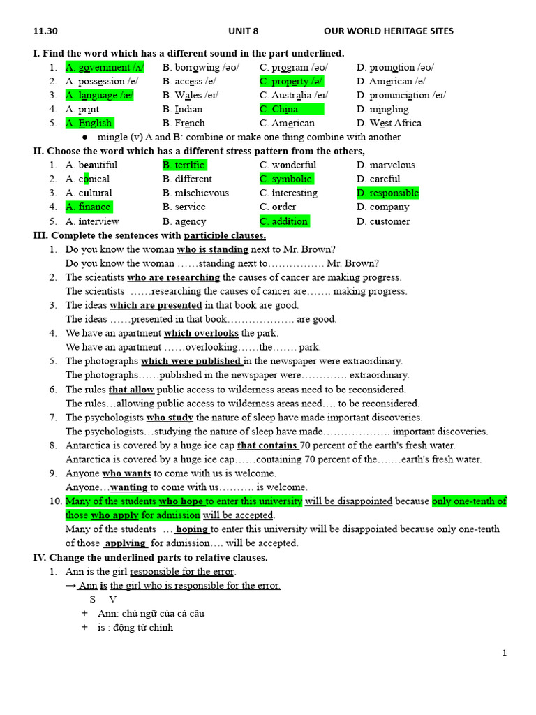 11.30. Unit 8.docx With Keys | PDF