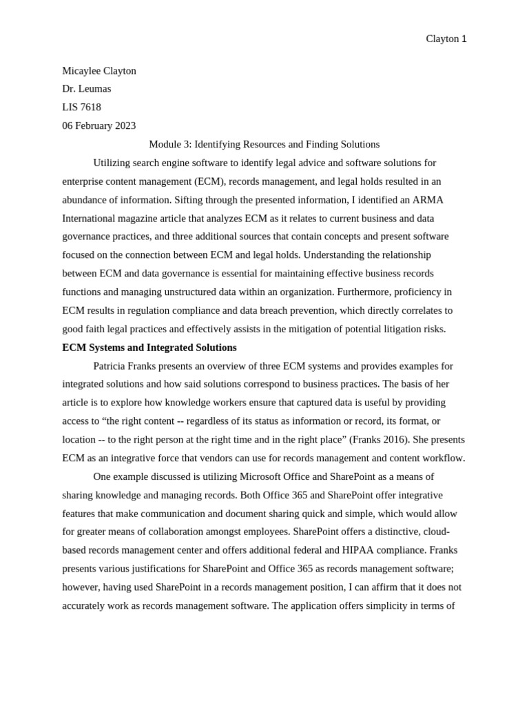 Clayton - Identifying Resources - Module 3 | PDF