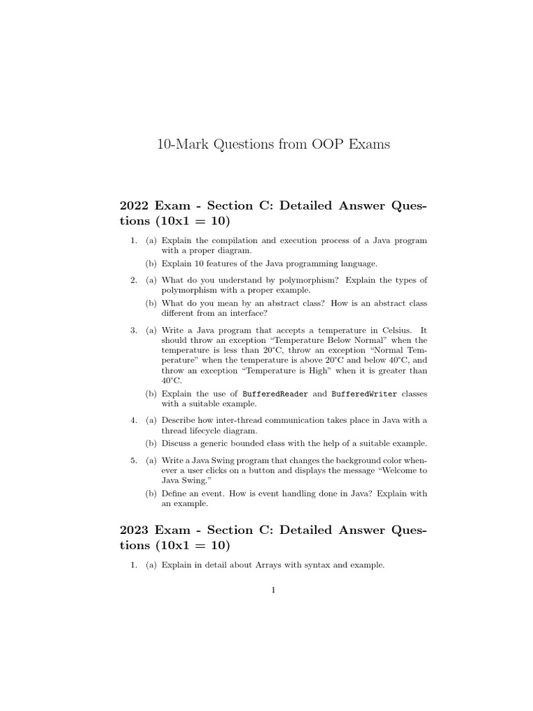 Oops Important Questions Pdf