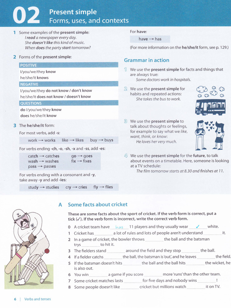 Present Simple Homework | PDF