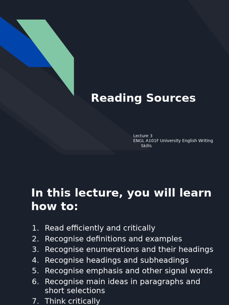 L3 - Reading Sources | PDF