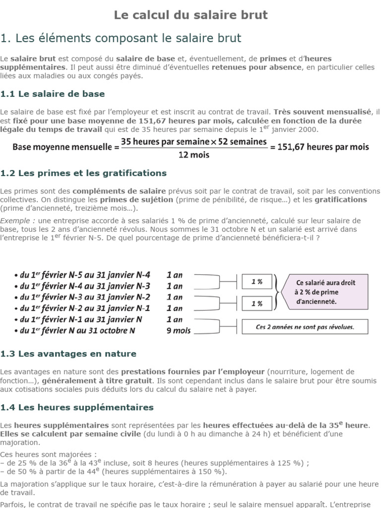 Fiche Ressource 27 - Le Calcul Du Salaire Brut | PDF